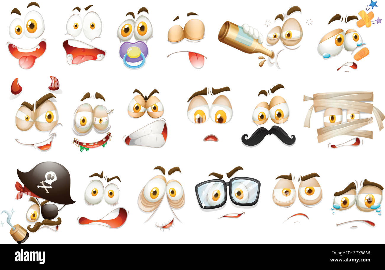 Facial expressions on white background Stock Vector Image & Art - Alamy