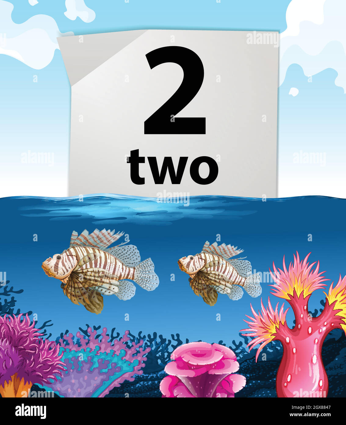 Number two and two fish under the sea Stock Vector Image & Art - Alamy
