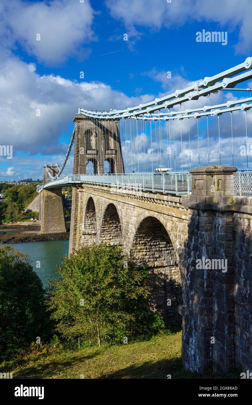 Menai Suspension Bridge over the menai straight in Wales built in 1826 ...