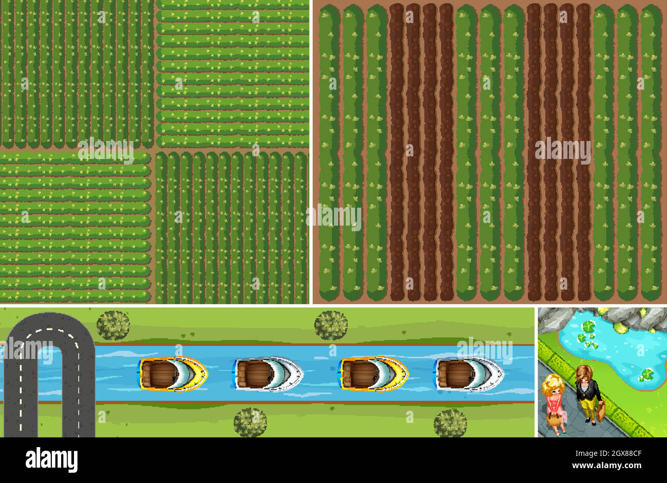 Set of aerial farm and river scene Stock Vector Image & Art - Alamy