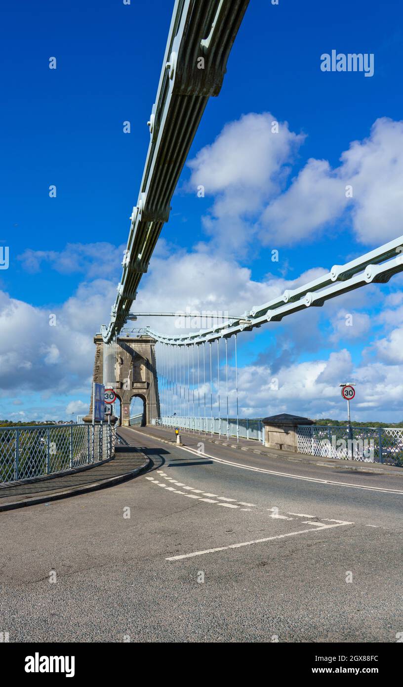 Menai Suspension Bridge over the menai straight in Wales built in 1826 ...