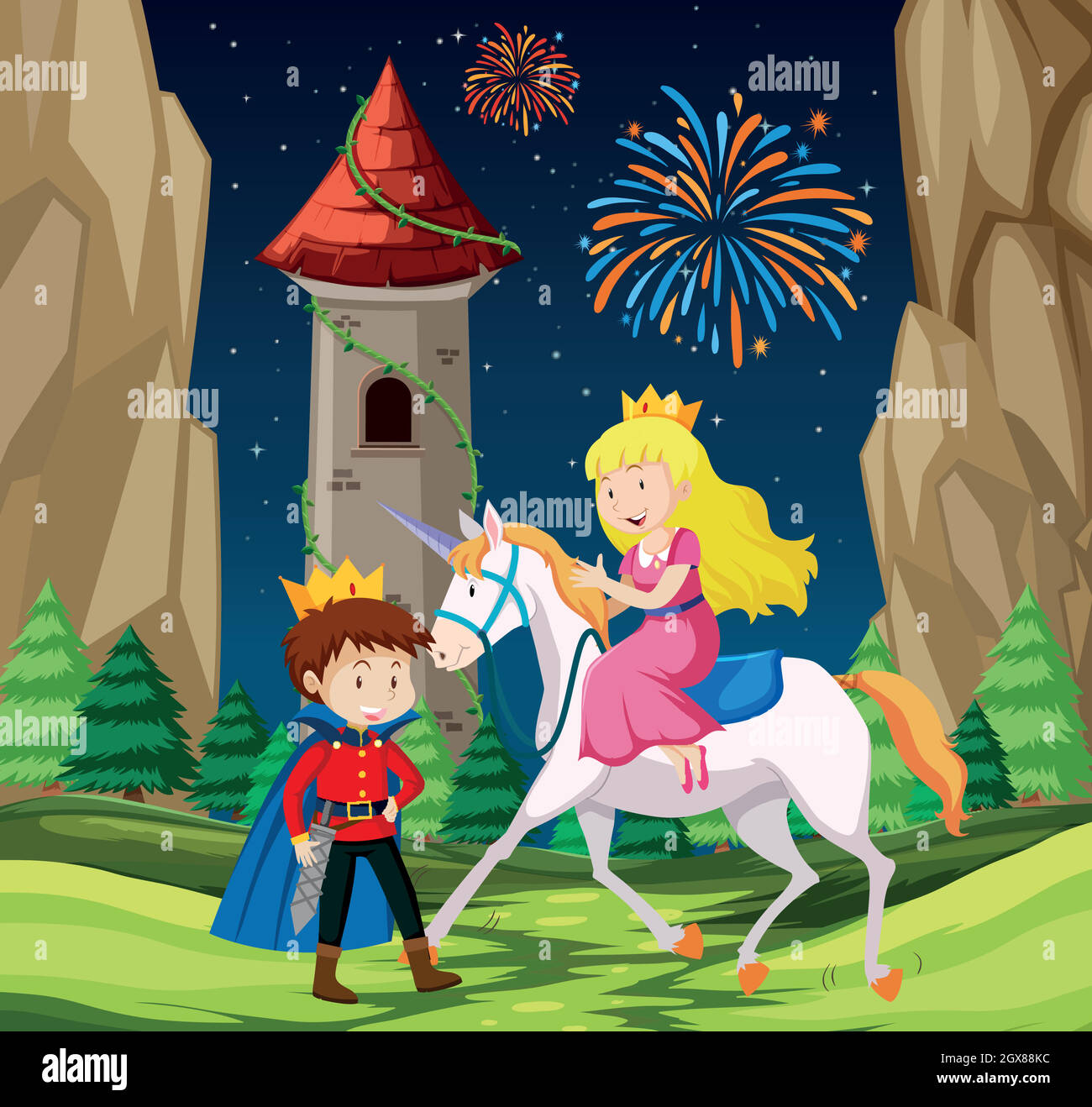 Princess At Kids Party Stock Vector Images - Alamy