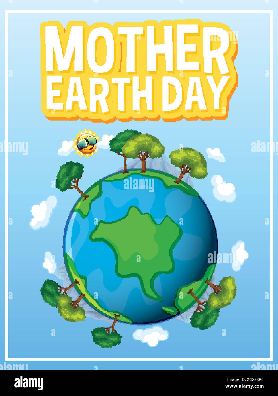 Poster design for mother earth day with many trees on earth Stock ...