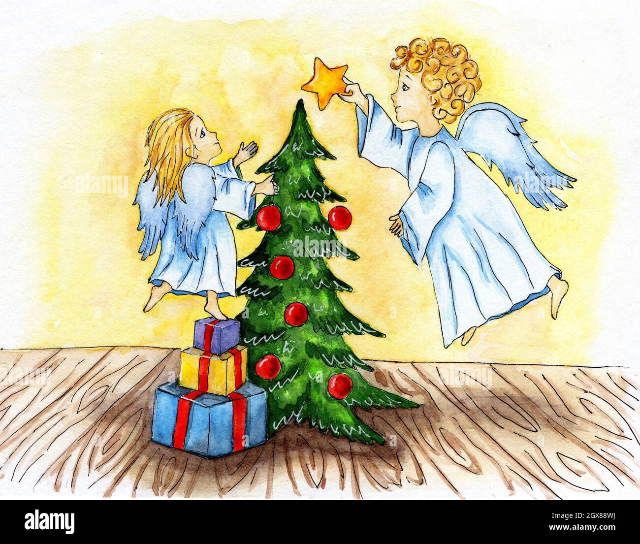Christmas Tree Angel Drawing