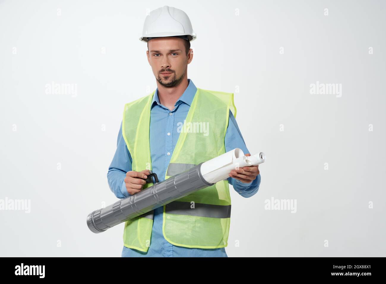 male builders Professional Job isolated background Stock Photo - Alamy
