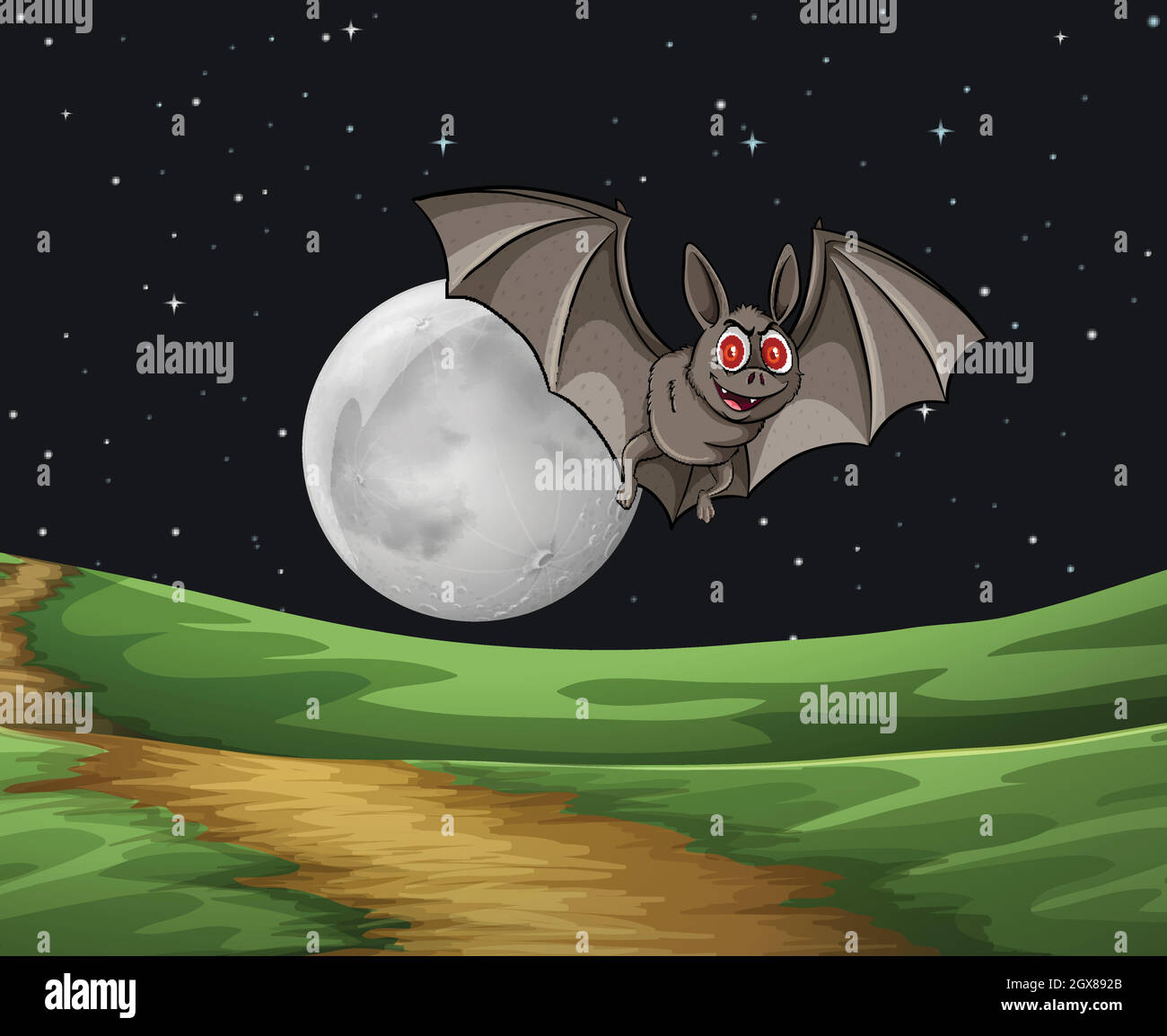 Bat at night Stock Vector Image & Art - Alamy