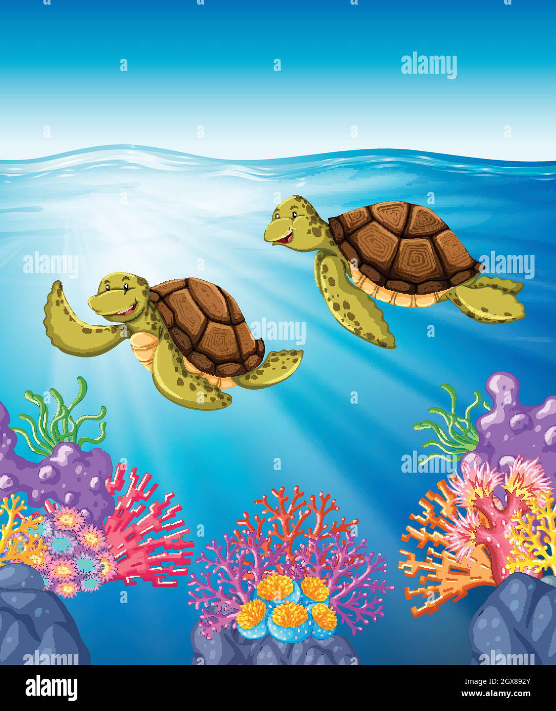 Baby sea turtle under water Stock Vector Images - Alamy
