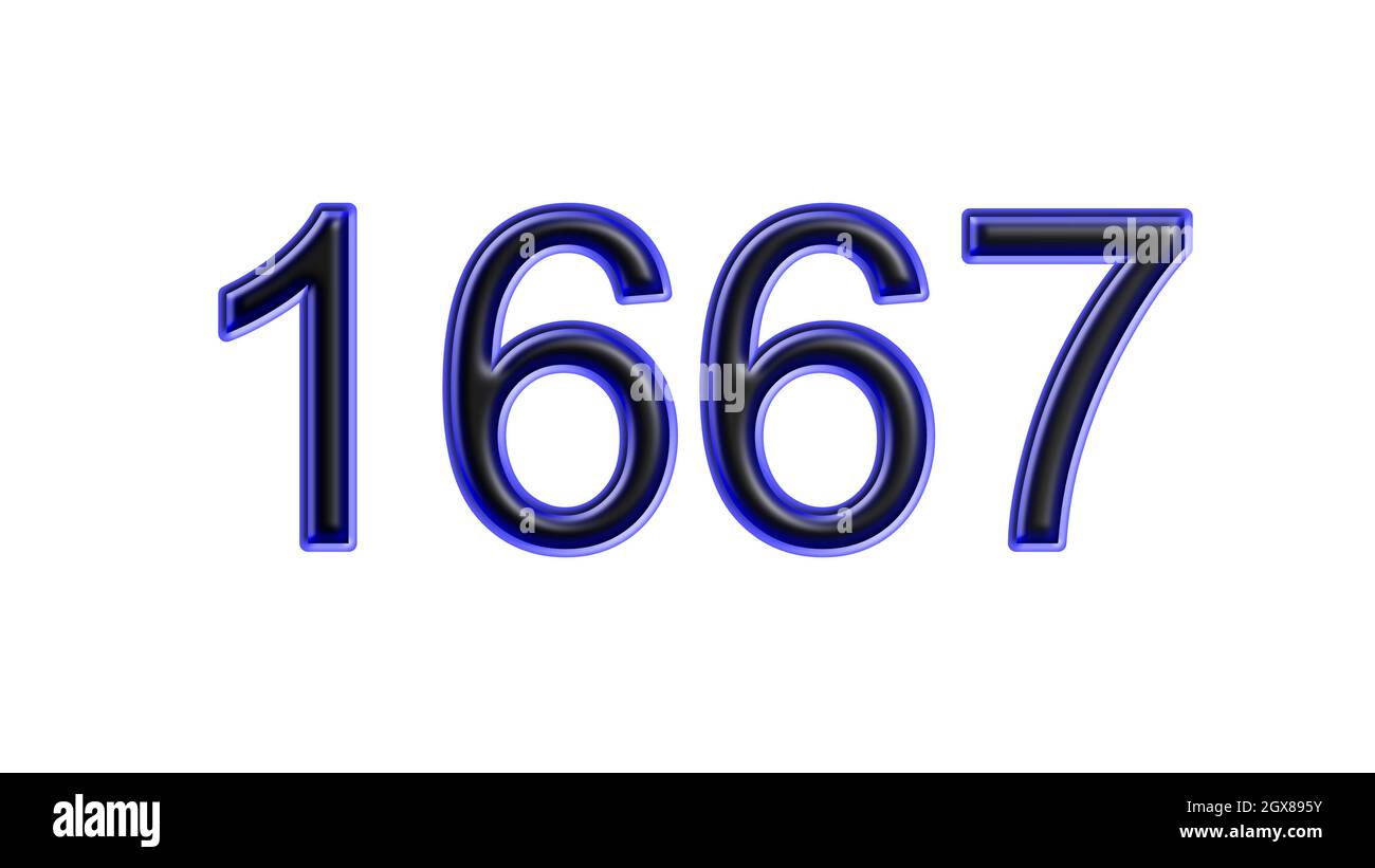 blue 1667 number 3d effect white background Stock Photo - Alamy