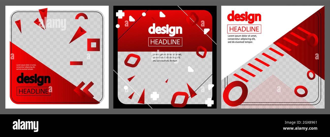 Modern red, white and black design for presentations templates with ...