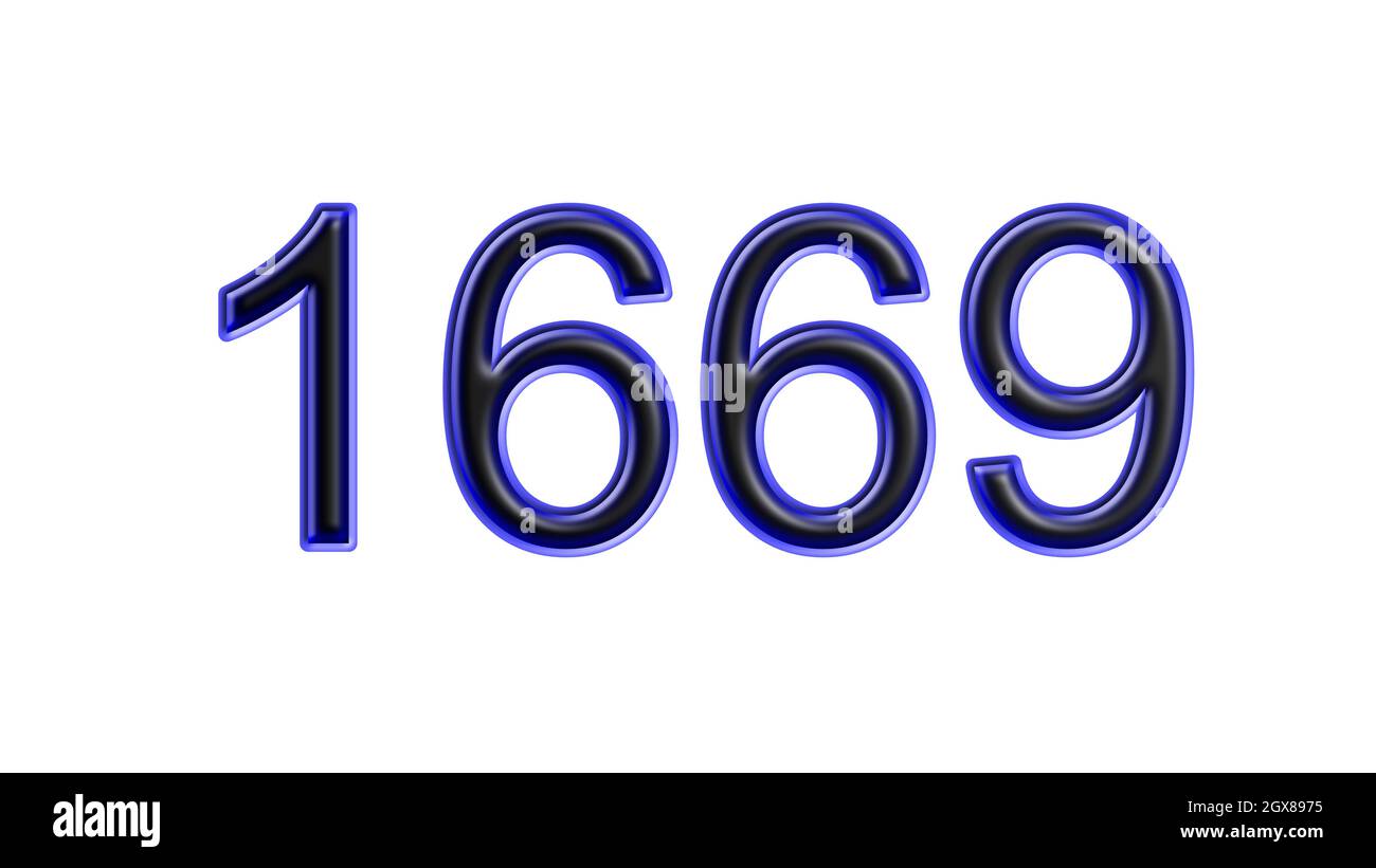 blue 1669 number 3d effect white background Stock Photo - Alamy