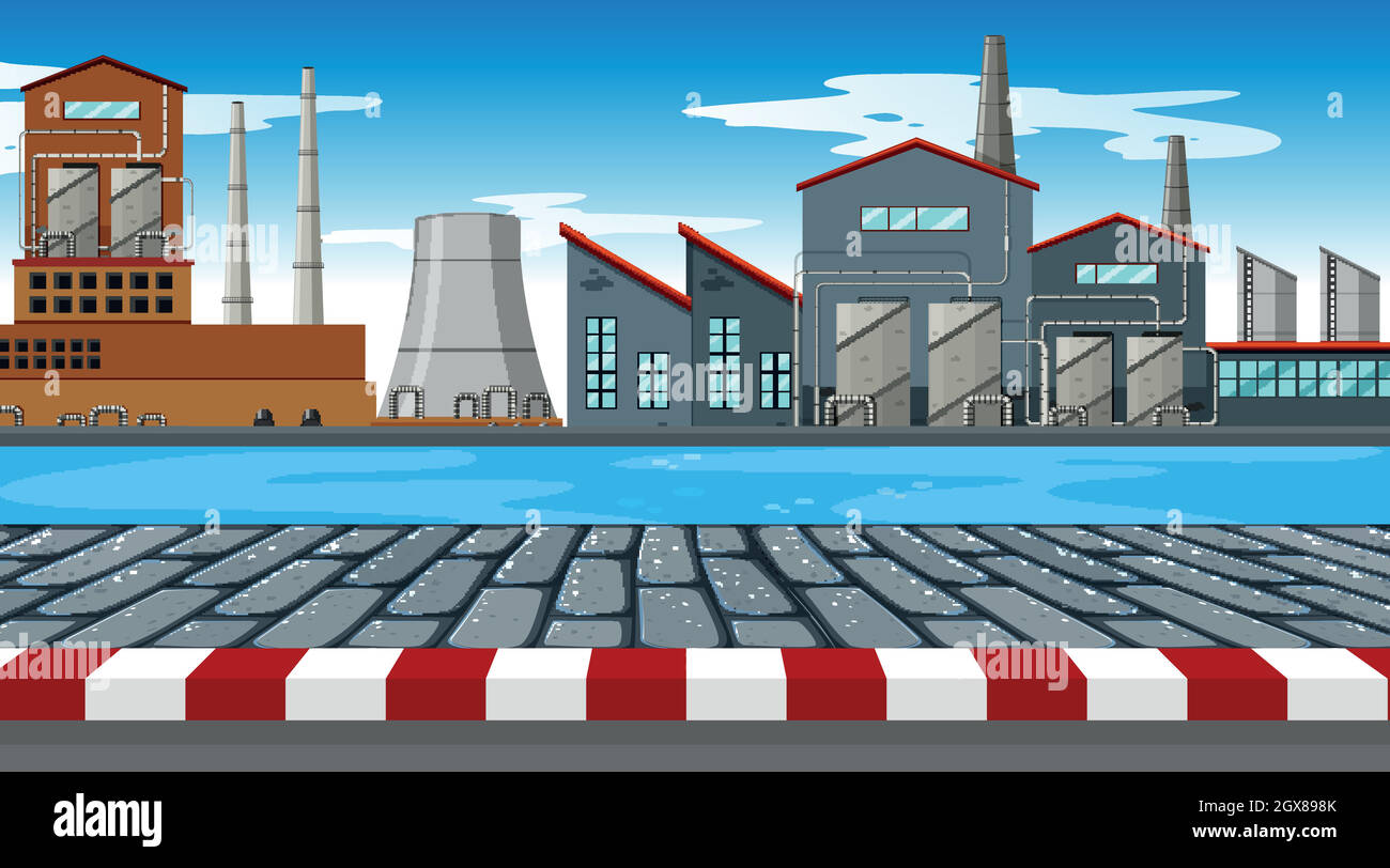 Scene factory water pollution illustration hi-res stock photography and ...