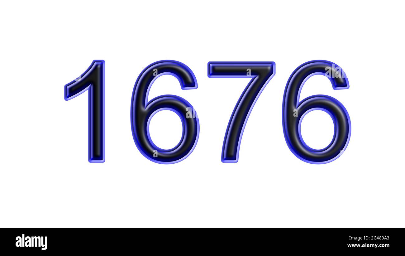 blue 1676 number 3d effect white background Stock Photo - Alamy