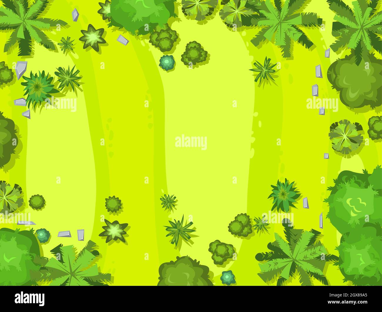 Hilly lawn in the forest. View from above. Countryside rural landscape ...