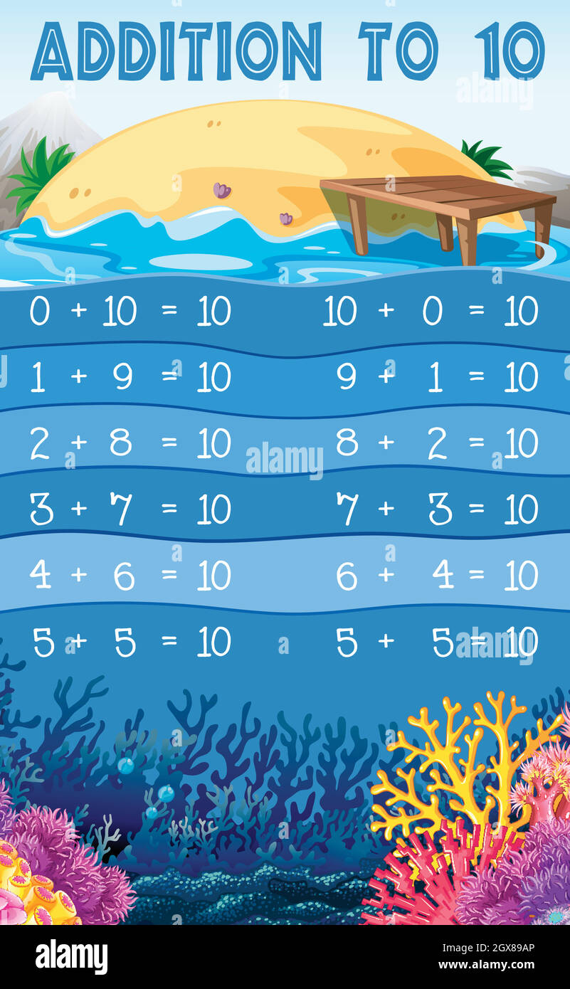An Educational Math Addition to 10 Stock Vector Image & Art - Alamy