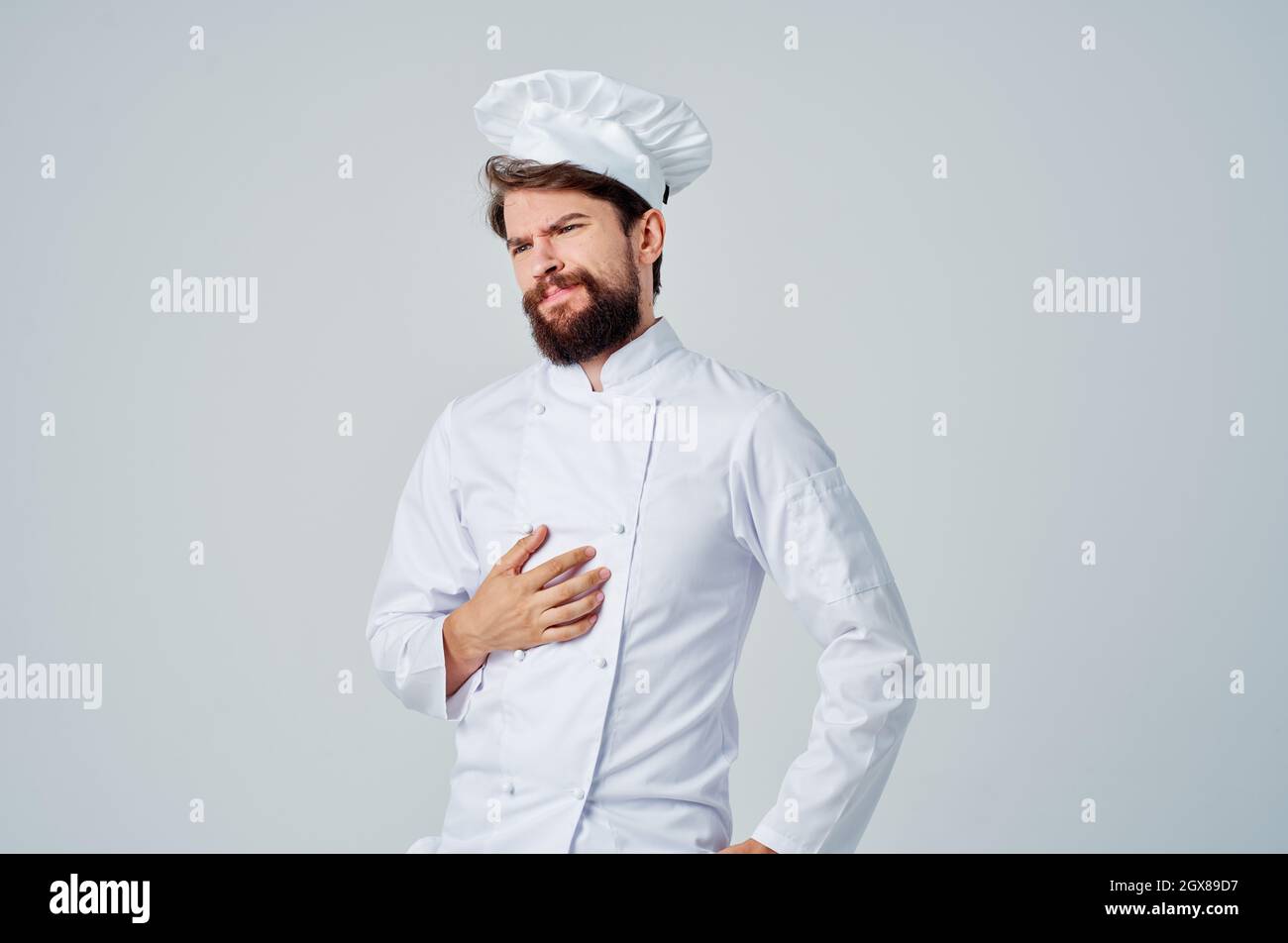 male cook kitchen Job hand gestures isolated background Stock Photo - Alamy