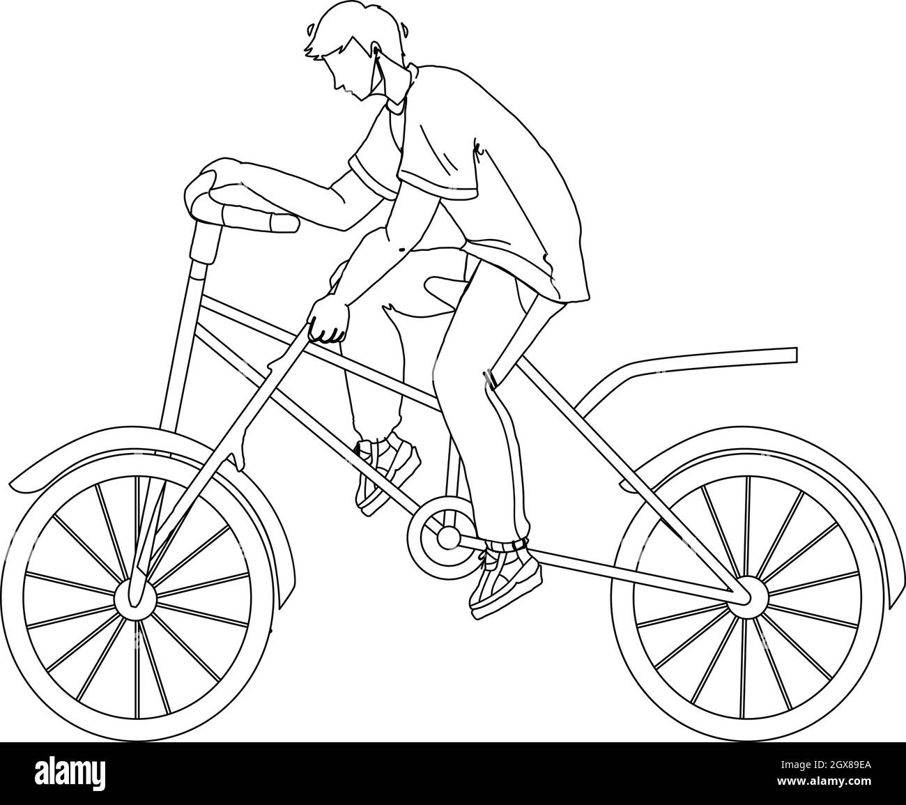 Stupidity Boy Put Spoke In Bicycle Wheel Vector Stock Vector Image ...