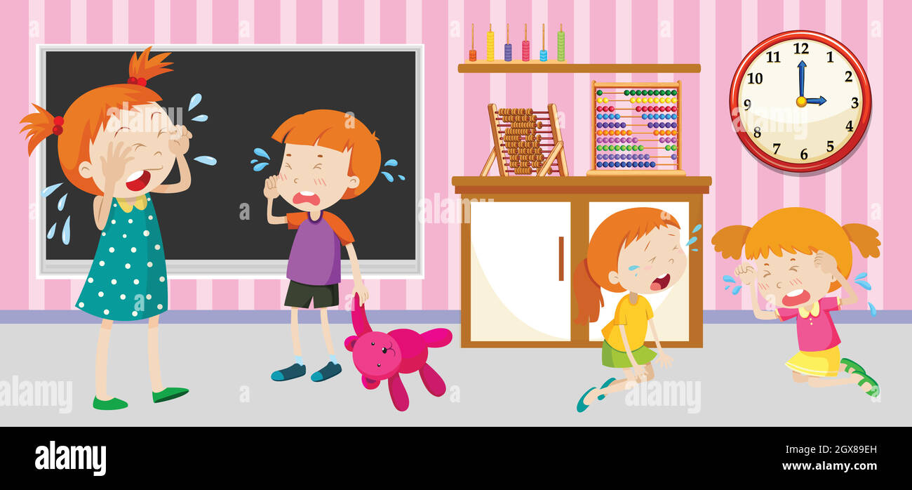 School boy crying classroom Stock Vector Images - Alamy