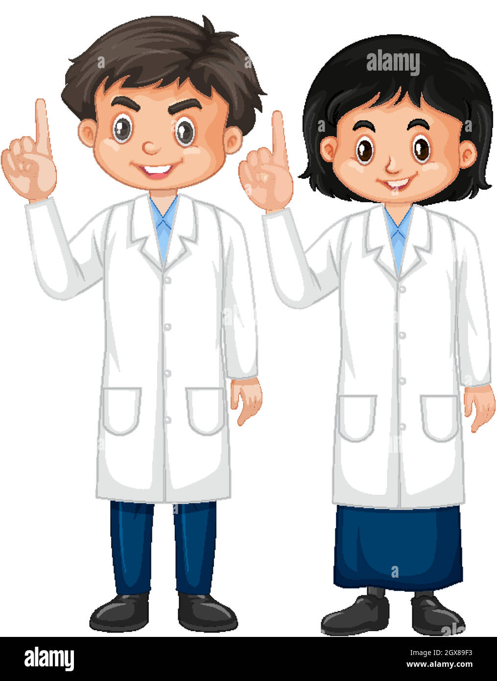 Boy wearing lab gown on white background Stock Vector Image & Art - Alamy