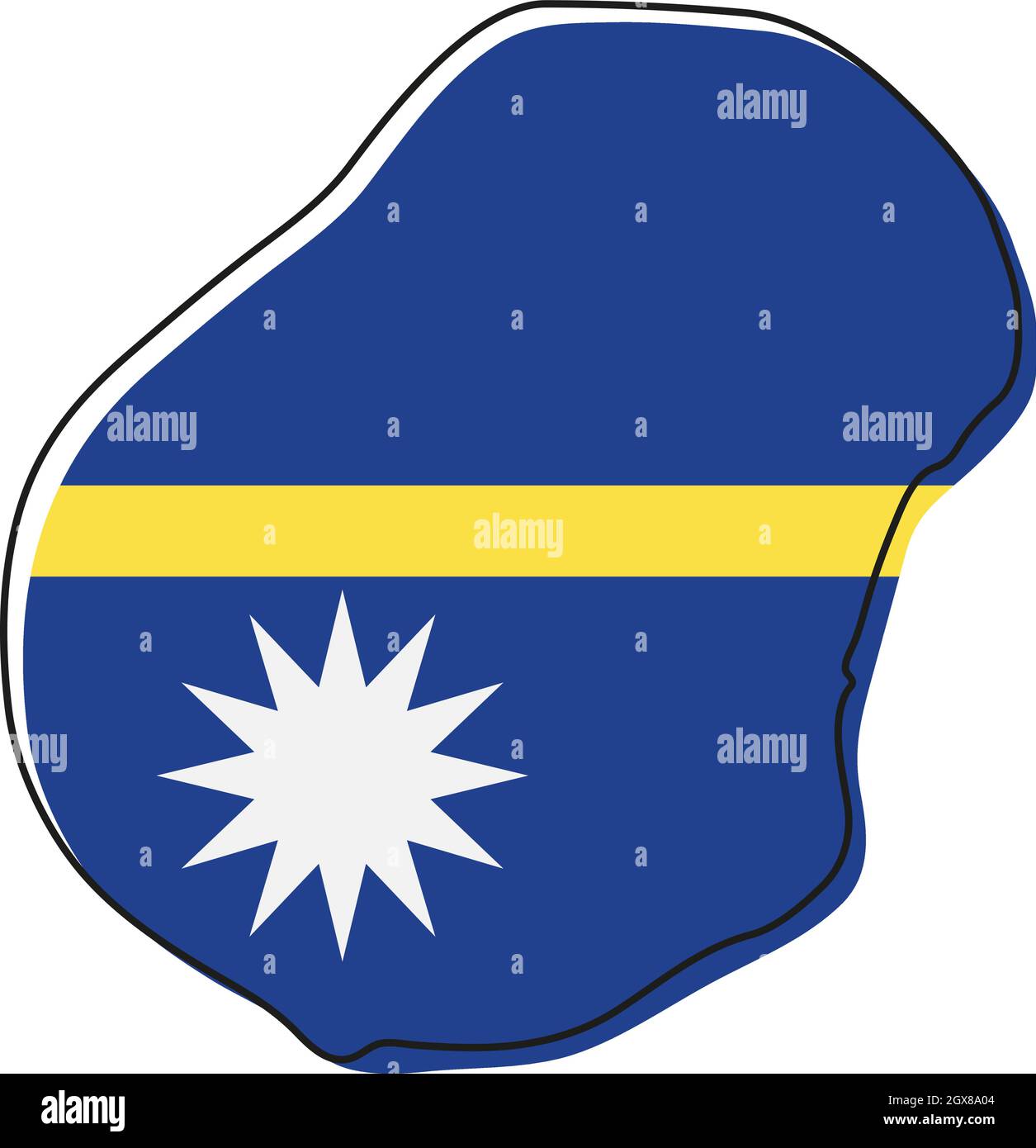 Stylized outline map of Nauru with national flag icon. Flag color map ...