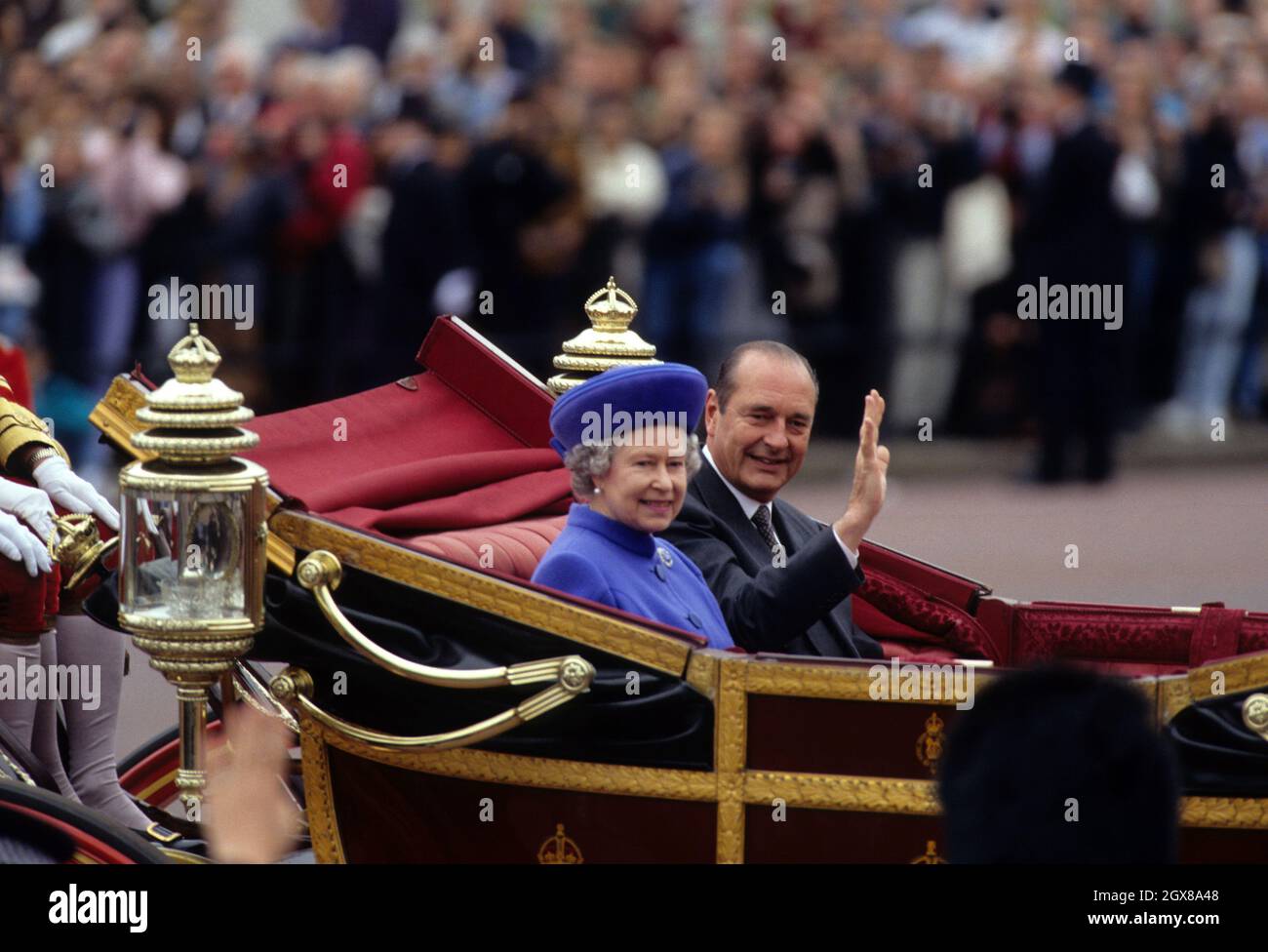 The Queen and French President Jacques Chirac in the 1902 State Landau ...