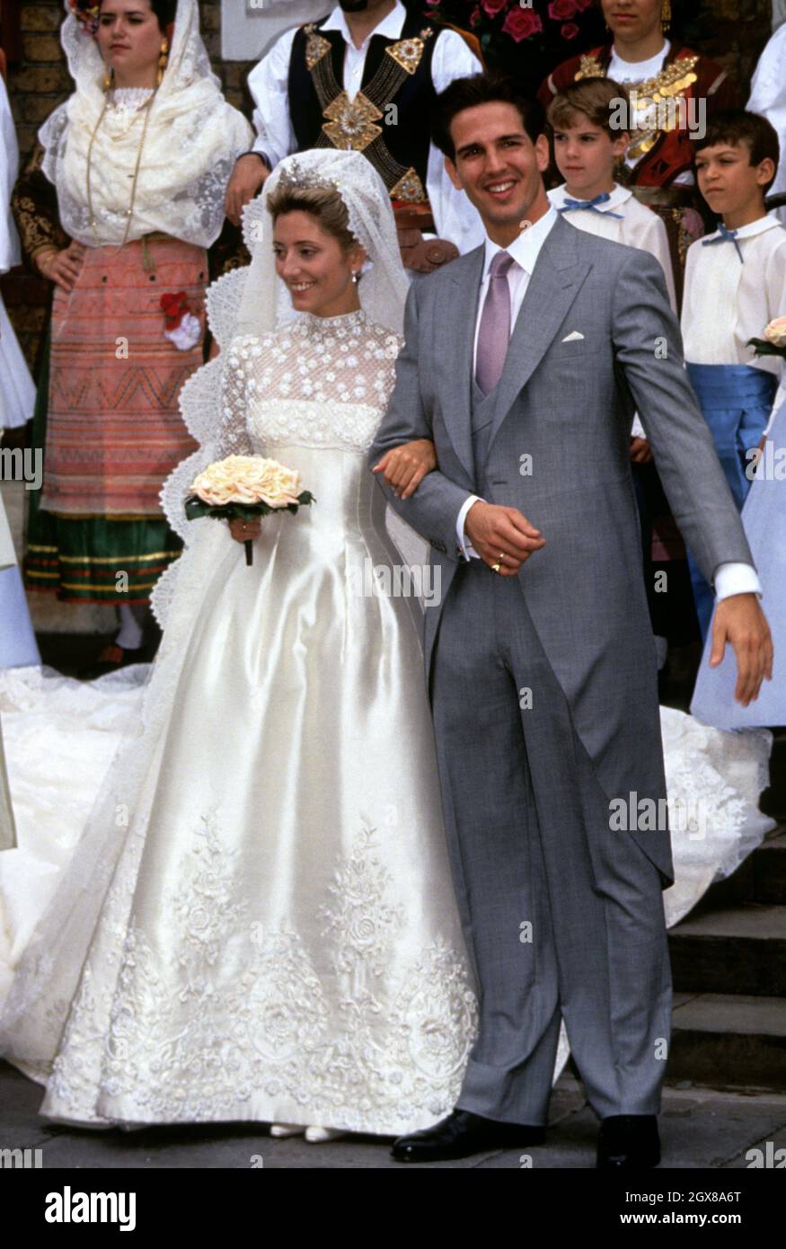 The exiled Crown Prince Pavlos of Greece after his wedding to heiress ...