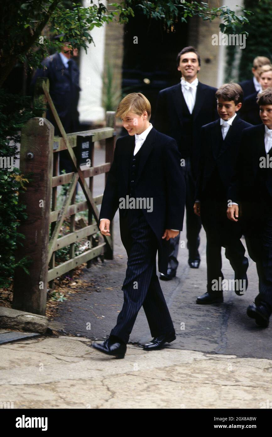 Prince William of Wales leads his class mates to lessons on his first ...