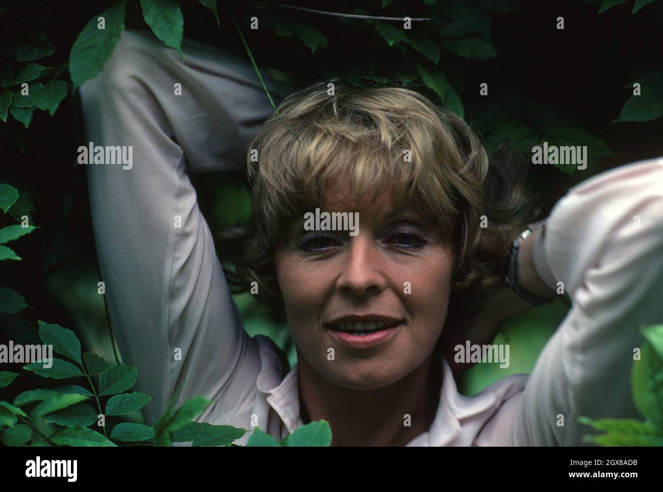Actress Susannah York relaxes in the garden of her London home in May ...