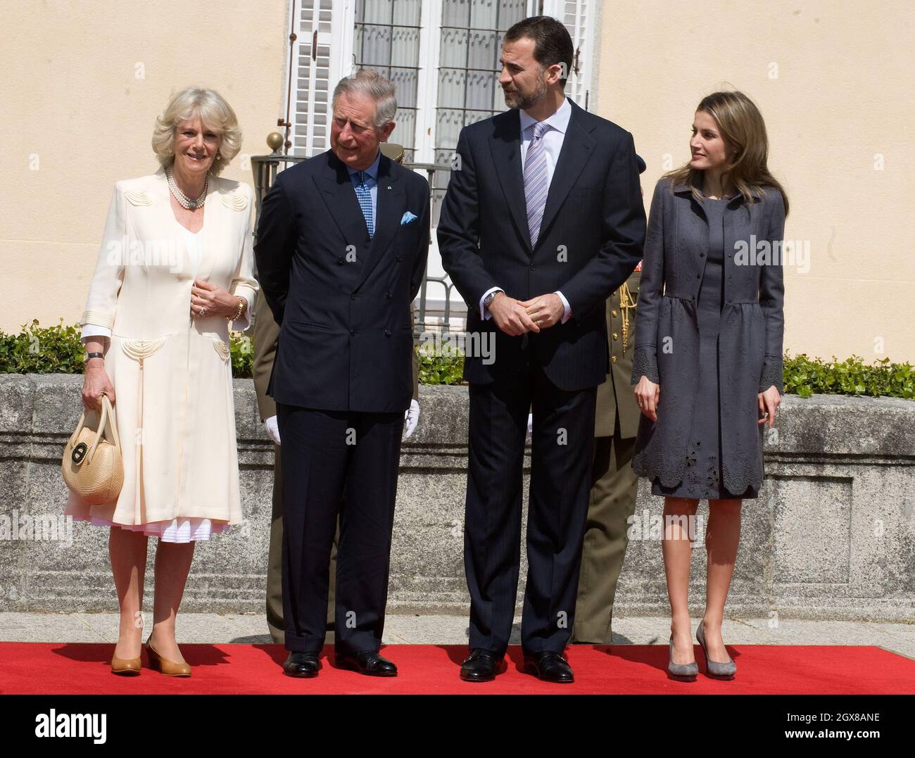 Felipe, Prince of Asturias and Letizia, Princess of Asturias greet ...