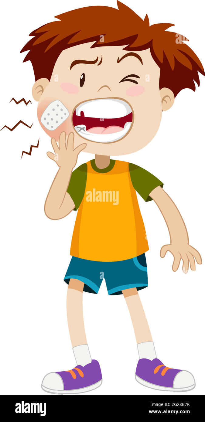 Little boy having toothache Stock Vector Image & Art - Alamy