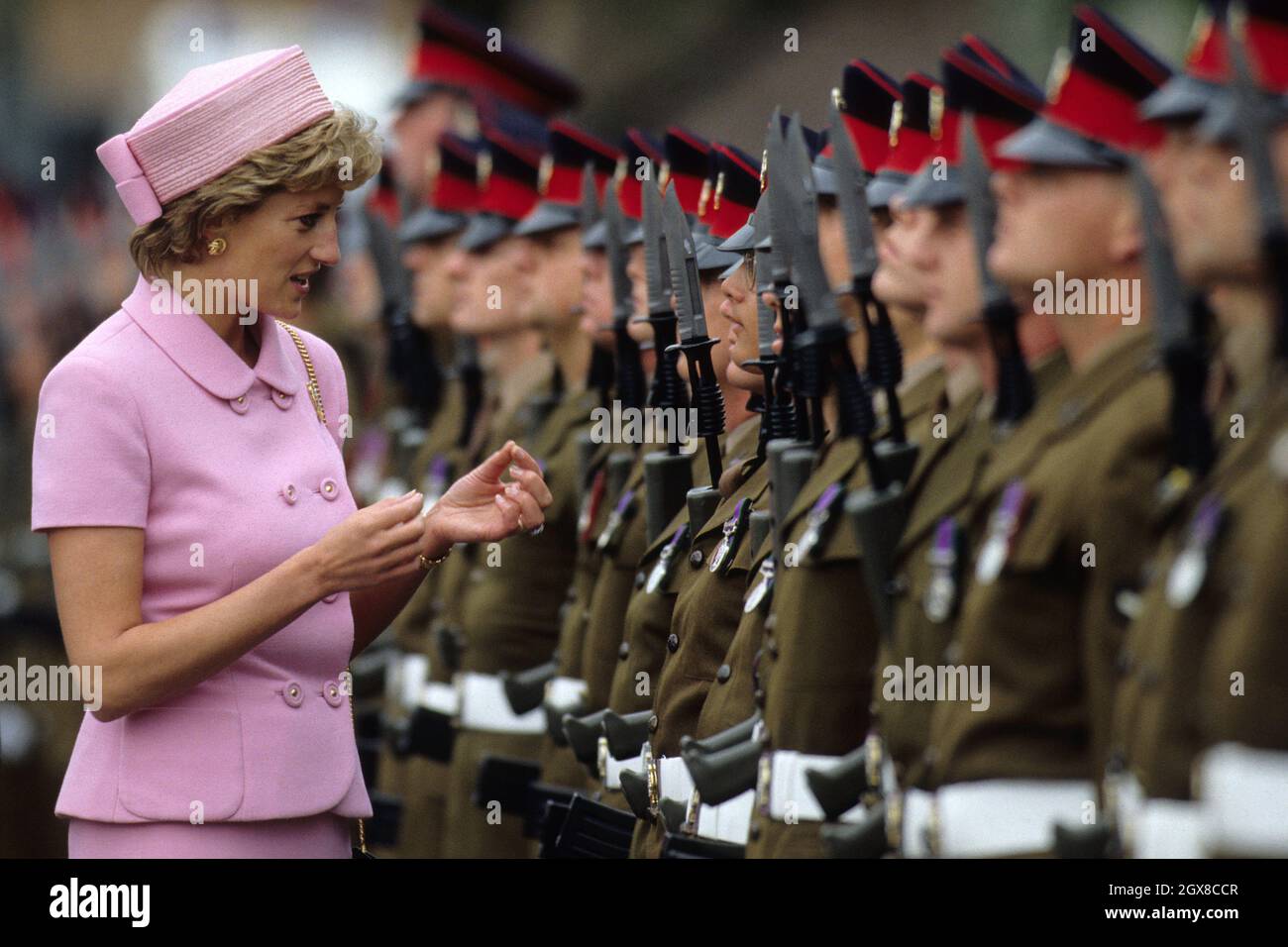 The Princess of Wales inspects the troops of the Second Battalion of ...