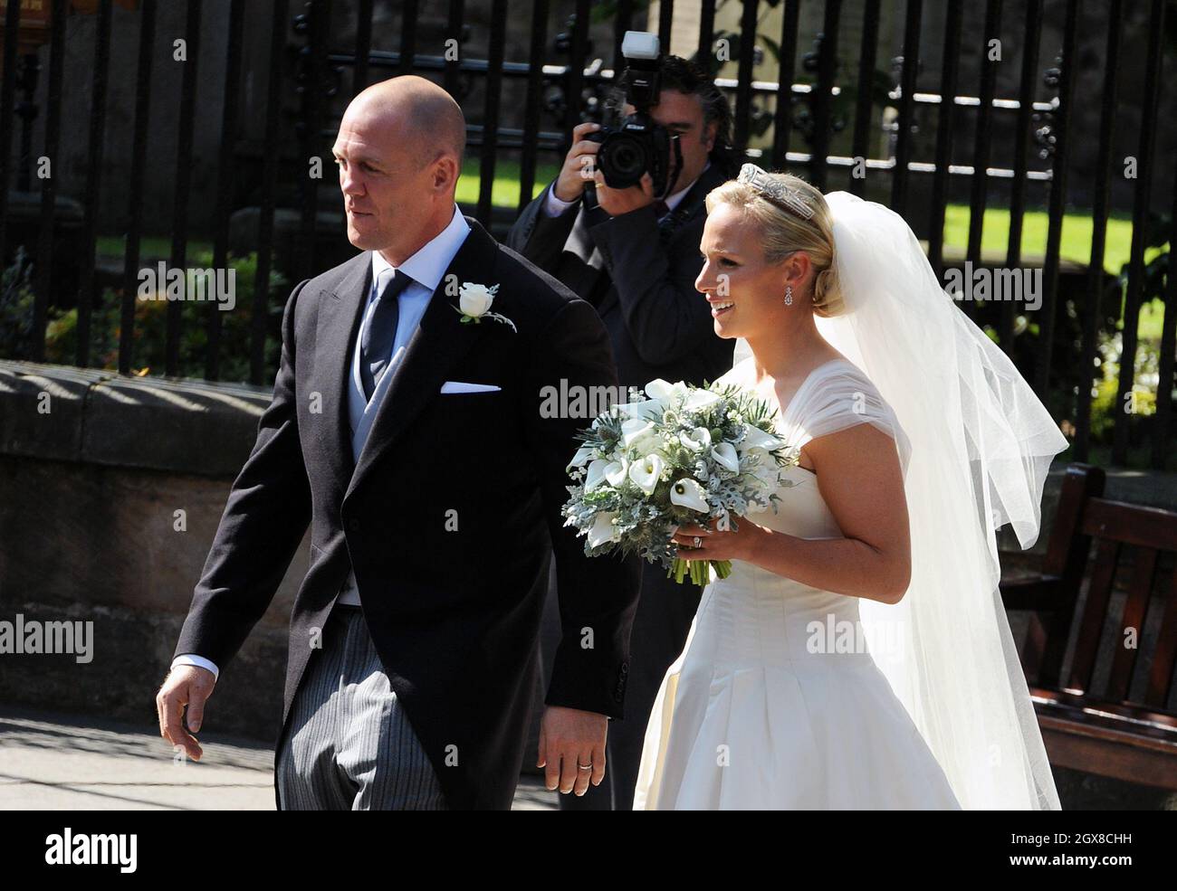 Zara Phillips and Mike Tindall leave Canongate Kirk in Edinburgh ...