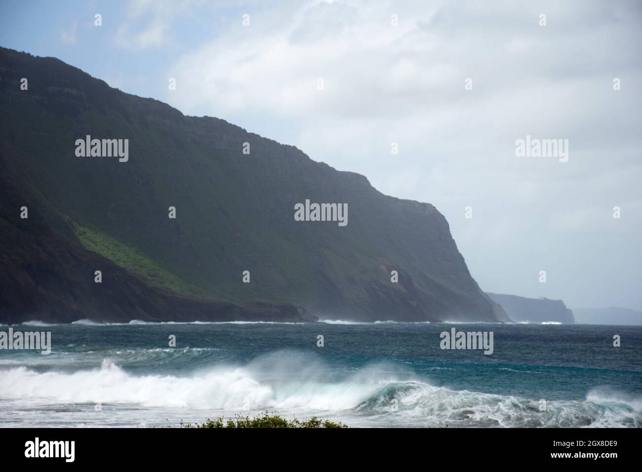 Molokai cliffs viewed from Kalaupapa, Molokai, Hawaii, USA Stock Photo ...
