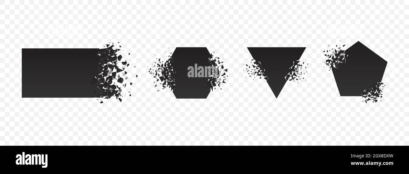 Shape explosion broken and shattered flat style design vector ...