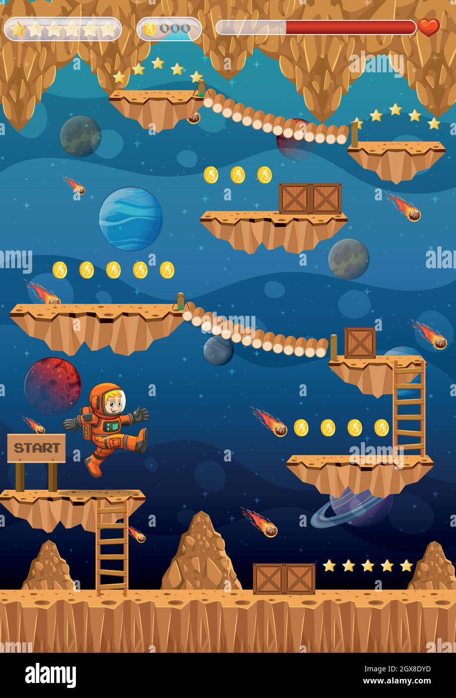 Cartoon space planet game Stock Vector Images - Alamy