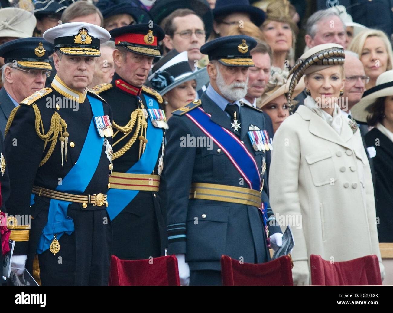(L-R) Prince Andrew, Duke of York, the Duke of Kent, Prince Michael of ...