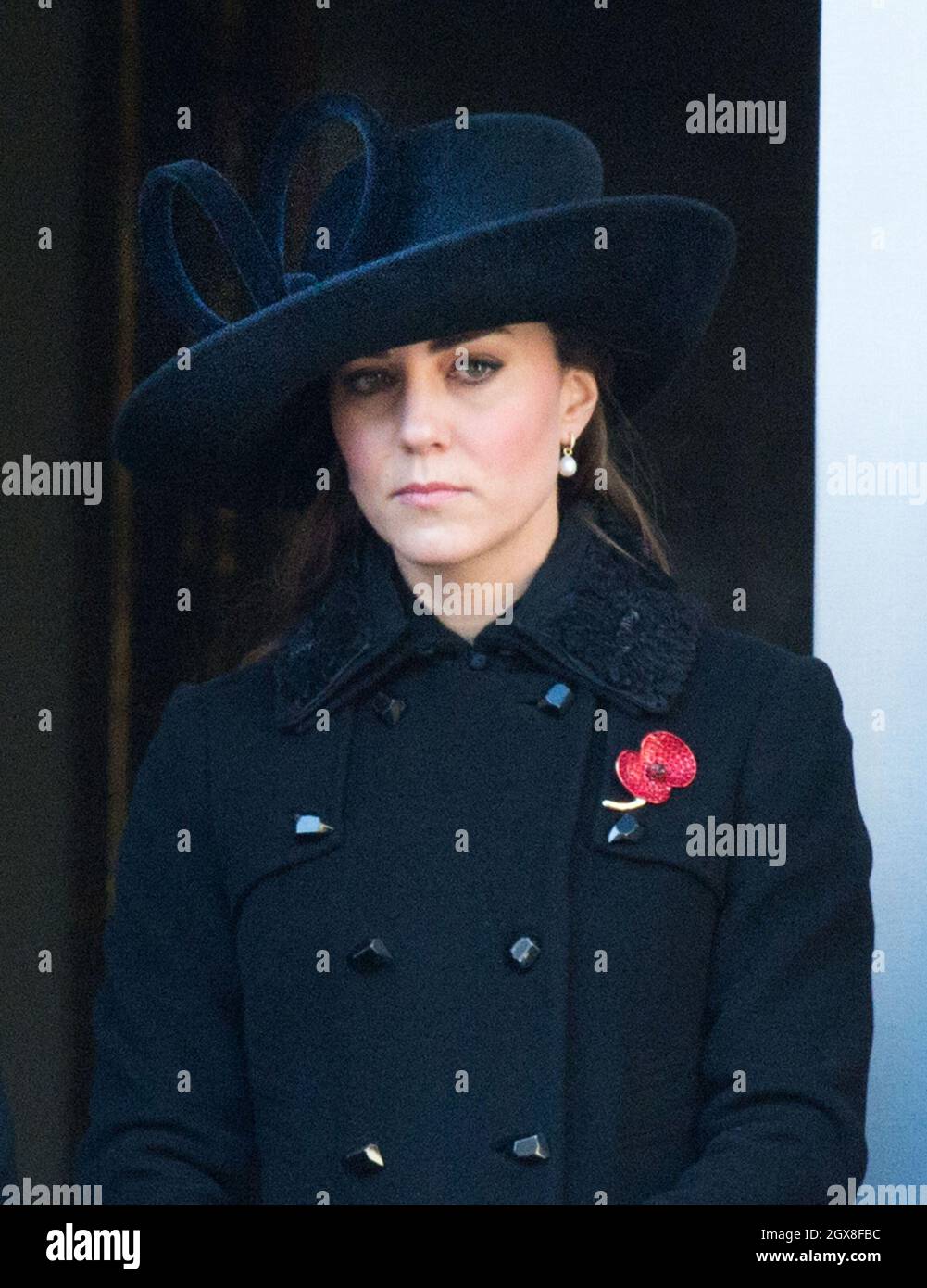 Catherine, Duchess of Cambridge watches the Service of Remembrance from ...
