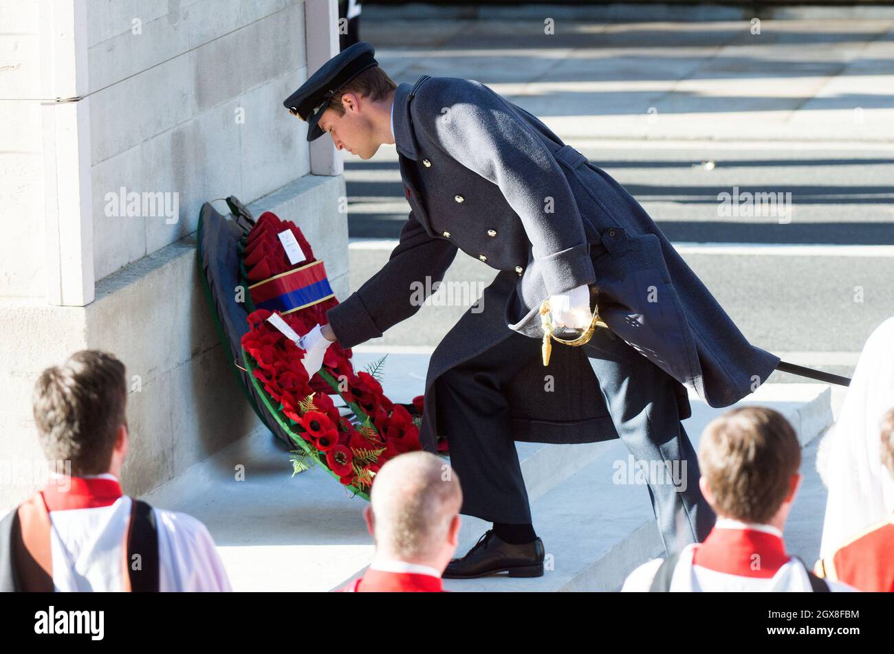 Prince William, Duke of Cambridge lays a wreath during the Service of ...