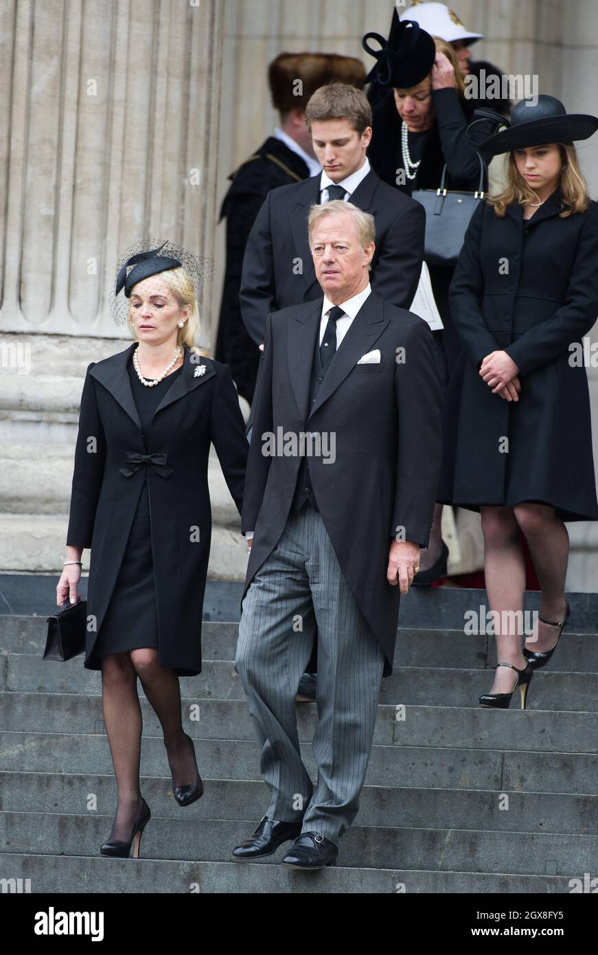 Mark Thatcher and his wife Sarah Thatcher followed by their children ...