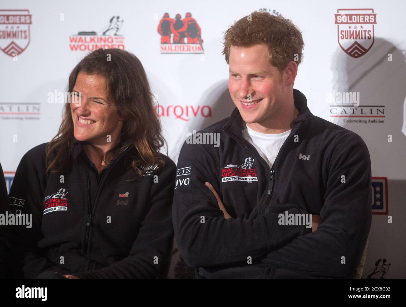 Prince Harry and team member Kate Philp attend the launch for Walking ...
