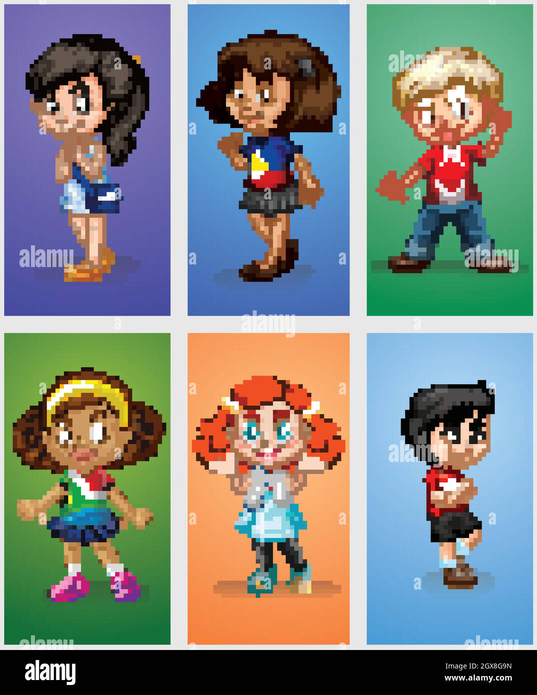 Six children on different backgrounds Stock Vector Image & Art - Alamy