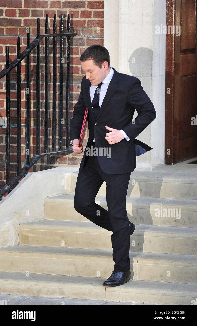 Royal aide Ed Perkins leaves the St Mary's Hospital in London enroute ...