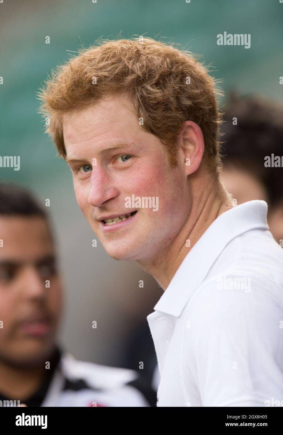 Prince Harry takes part in a training game at the Rugby Football Union ...