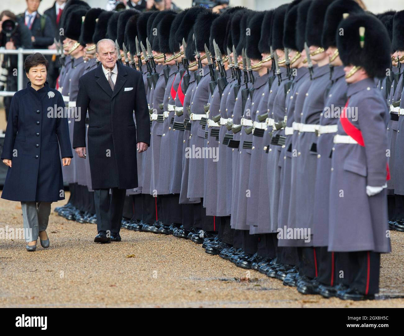Prince Philip, Duke of Edinburgh and Park Geun-hye inspect the Guard of ...
