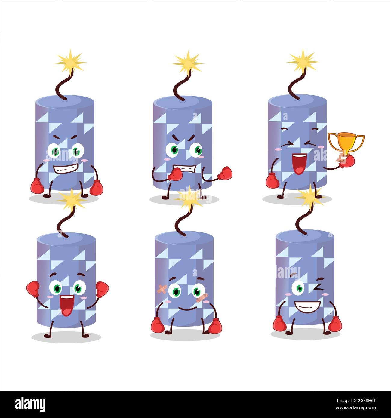 A sporty light blue firecracker boxing athlete cartoon mascot design ...