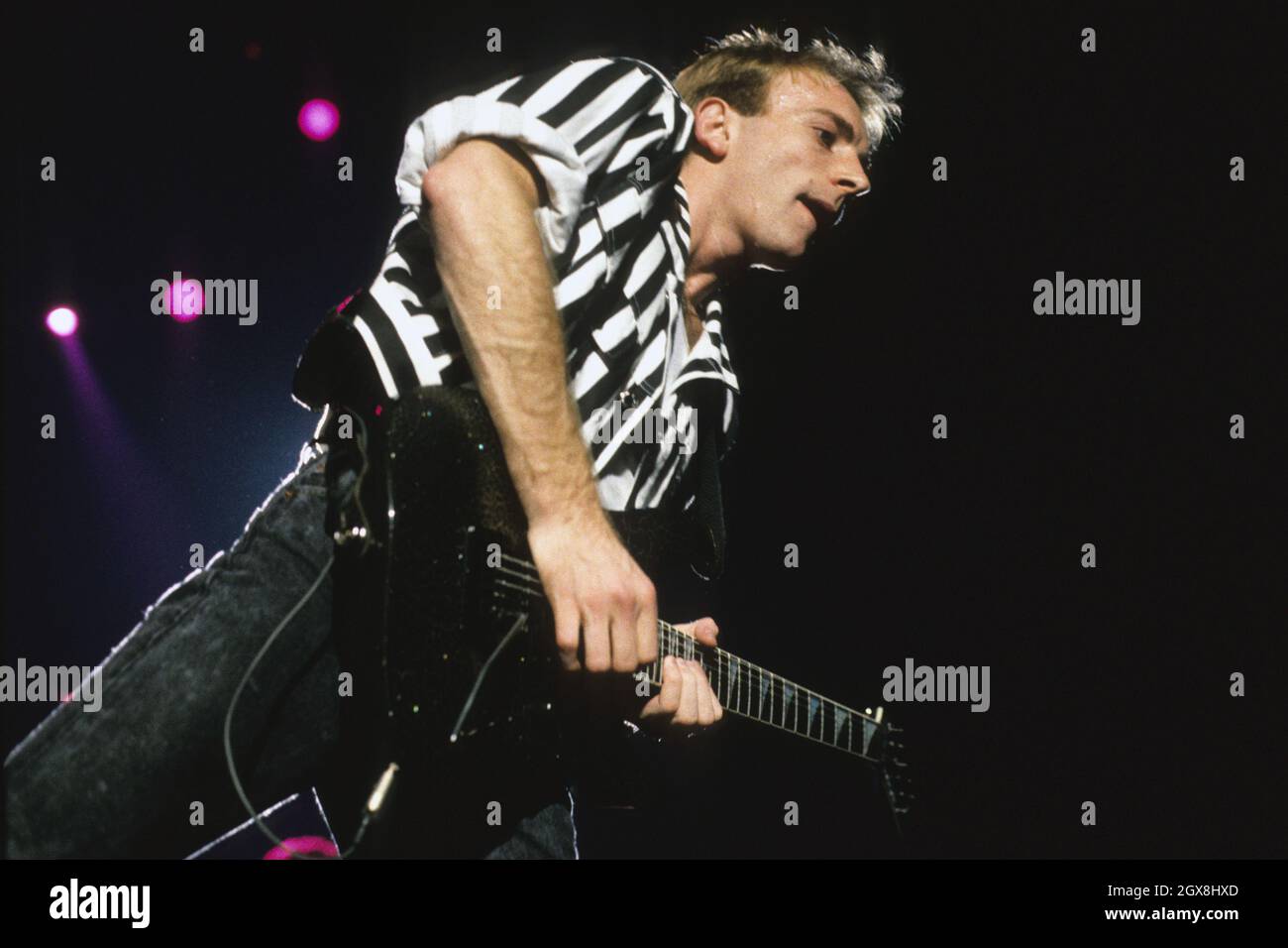 Def Leppard guitarist Phil Collen performing at the Sanremo Pop ...