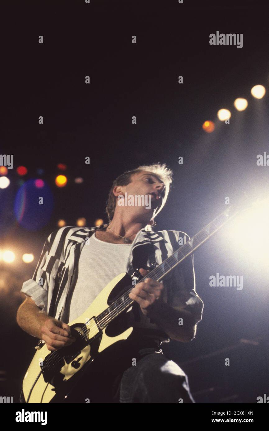 Def Leppard guitarist Phil Collen performing at the Sanremo Pop ...