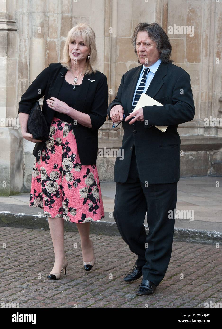 Joanna Lumley and Stephen Barlow attend a memorial service for Sir David Frost at Westminster ...