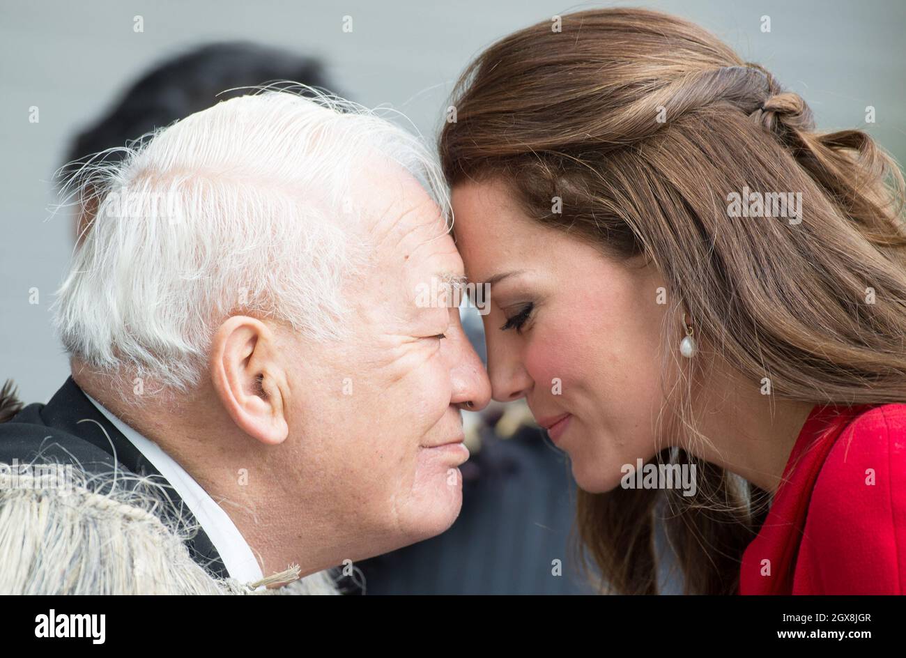 Catherine Duchess of Cambridge performs the tradition Maori 'Hongi ...