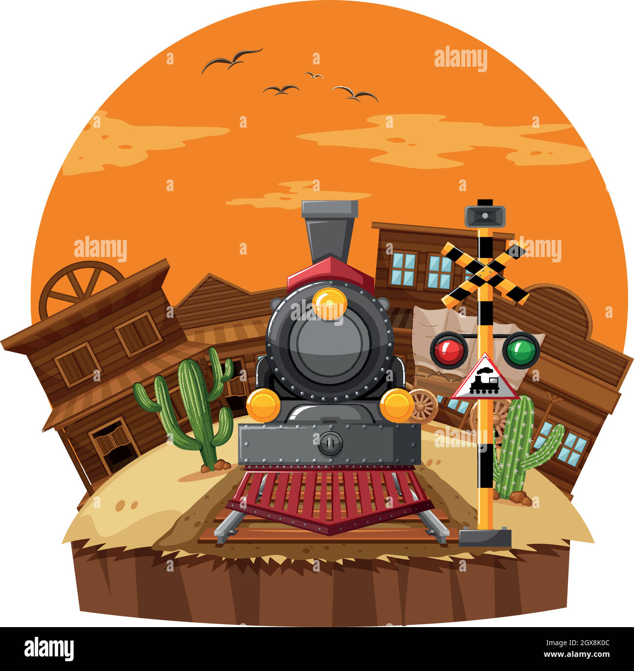 Train ride in western town Stock Vector Image & Art - Alamy