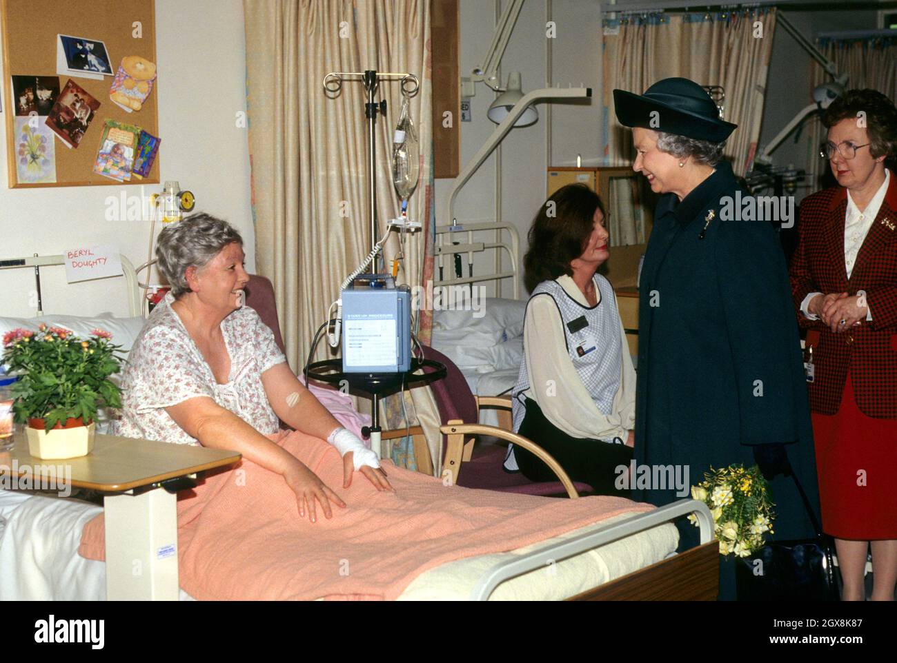 Queen Elizabeth II visits patients at The Royal Surrey County Hospital ...